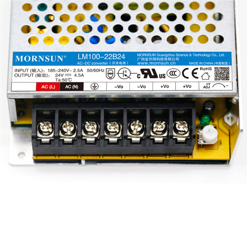 Блок питания AC/DC LM100-22B24, [=24В. 4,5А.] [108Вт.] [в кожухе ] [129*97*30мм.], MORNSUN