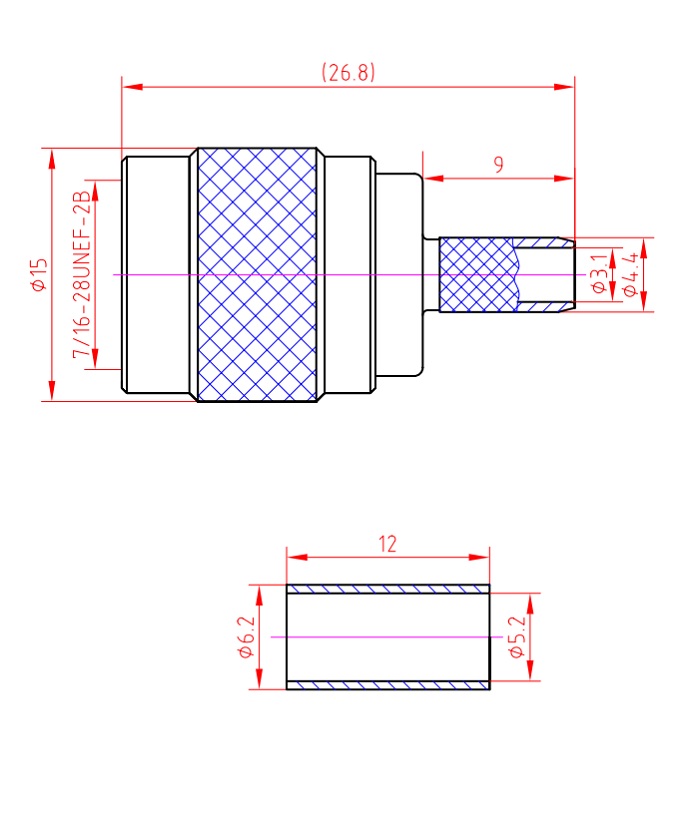 TNC штекер обжим RG58 (TNC-C58P), , Китай
